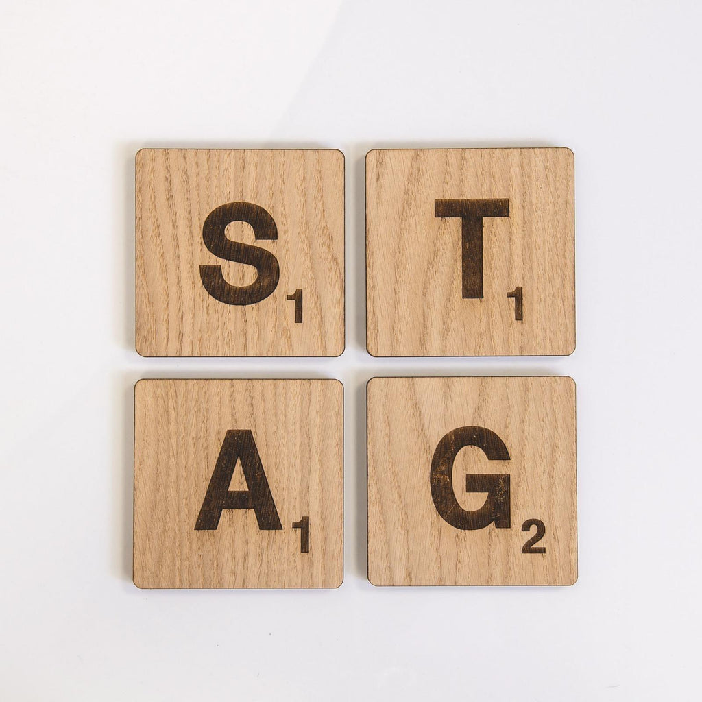 Letter number tile coaster – Stag Design