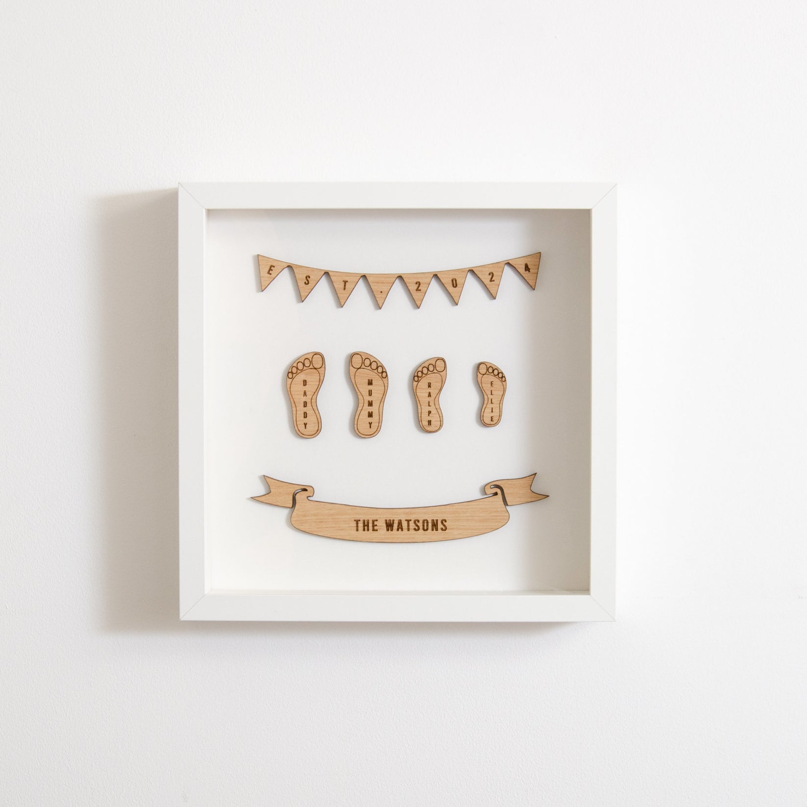 Personalised family foot print frame – Stag Design