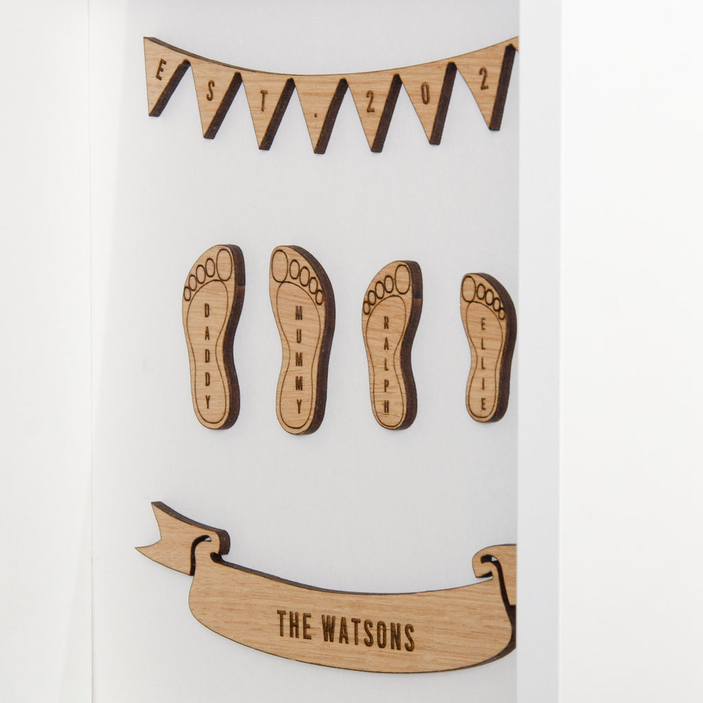 Personalised family foot print frame – Stag Design