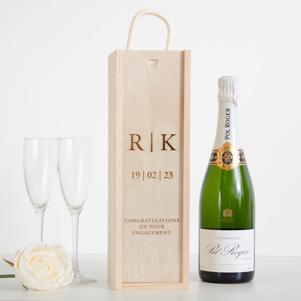 Personalised initials engaged bottle box – Stag Design