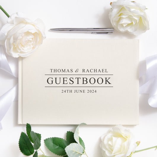 NEW! Personalised linen guest book – Stag Design