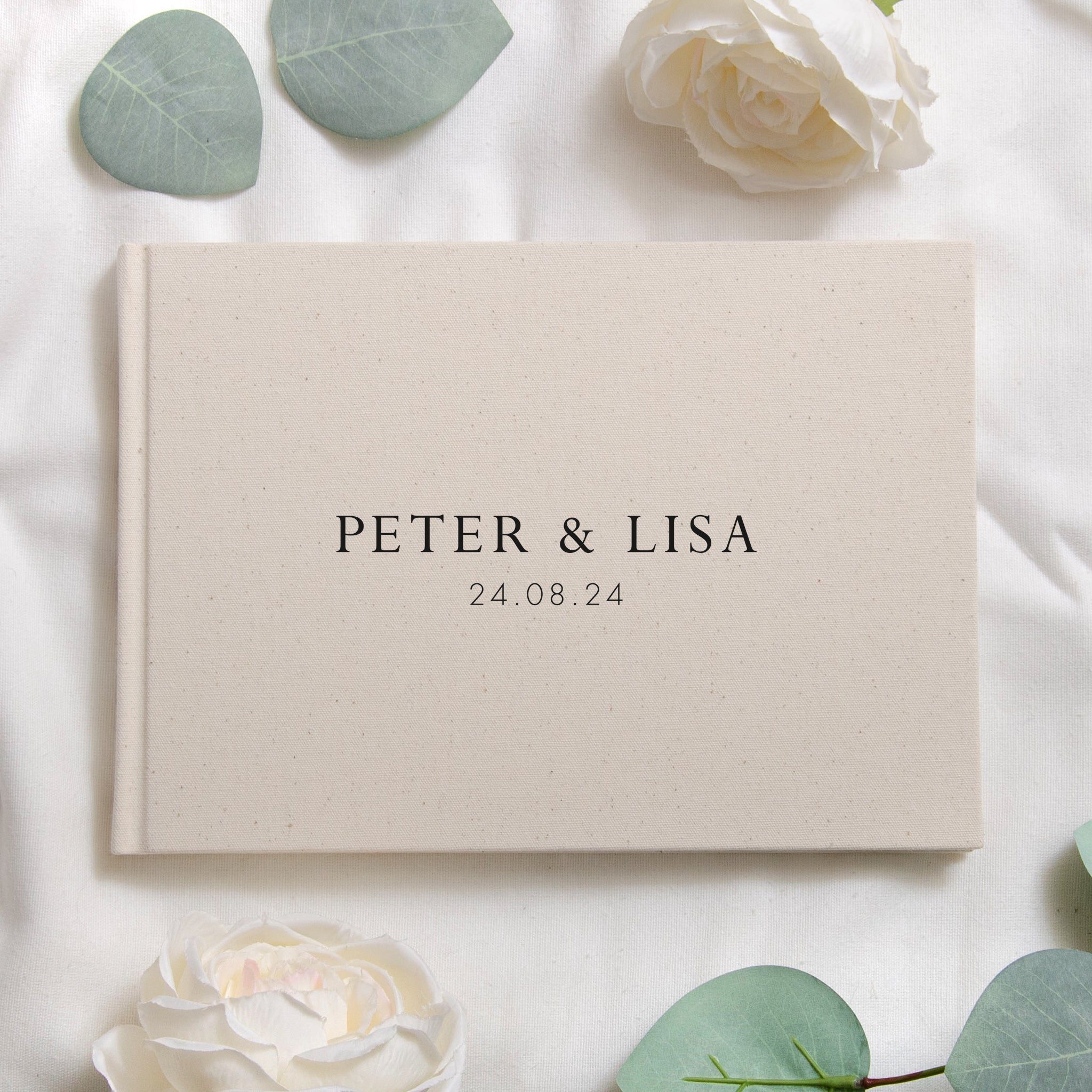 Personalised linen first names guest book – Stag Design