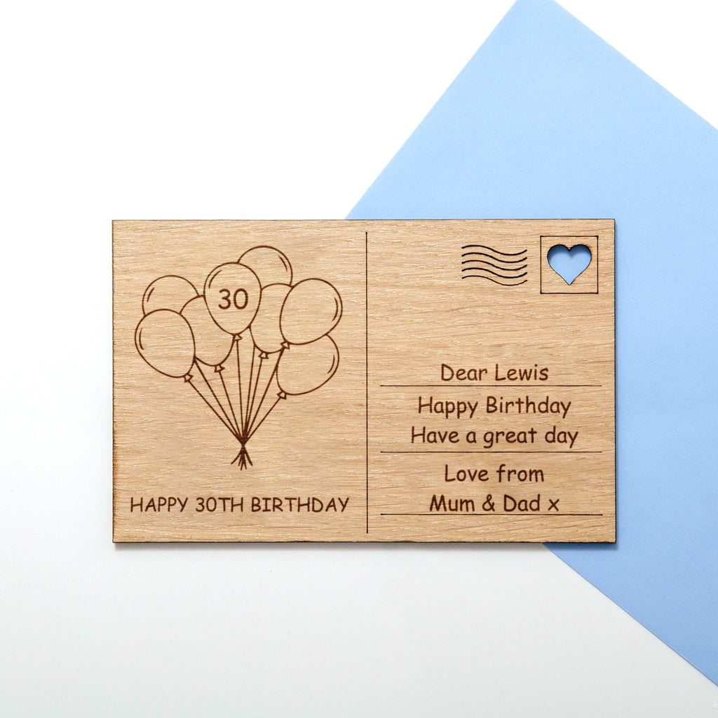 Happy Birthday wooden postcard – Stag Design