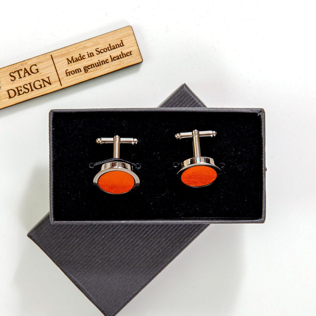 Leather cufflinks – Stag Design