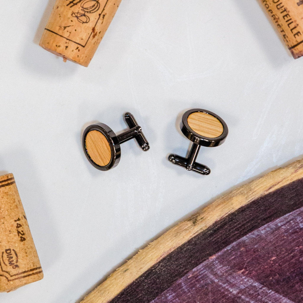 Whisky wood, wine barrel or walnut cufflinks – Stag Design