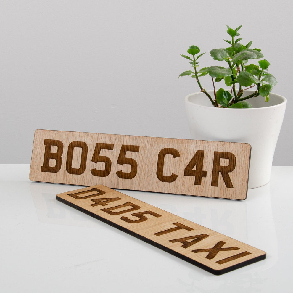 Personalised wooden car number plates – Stag Design
