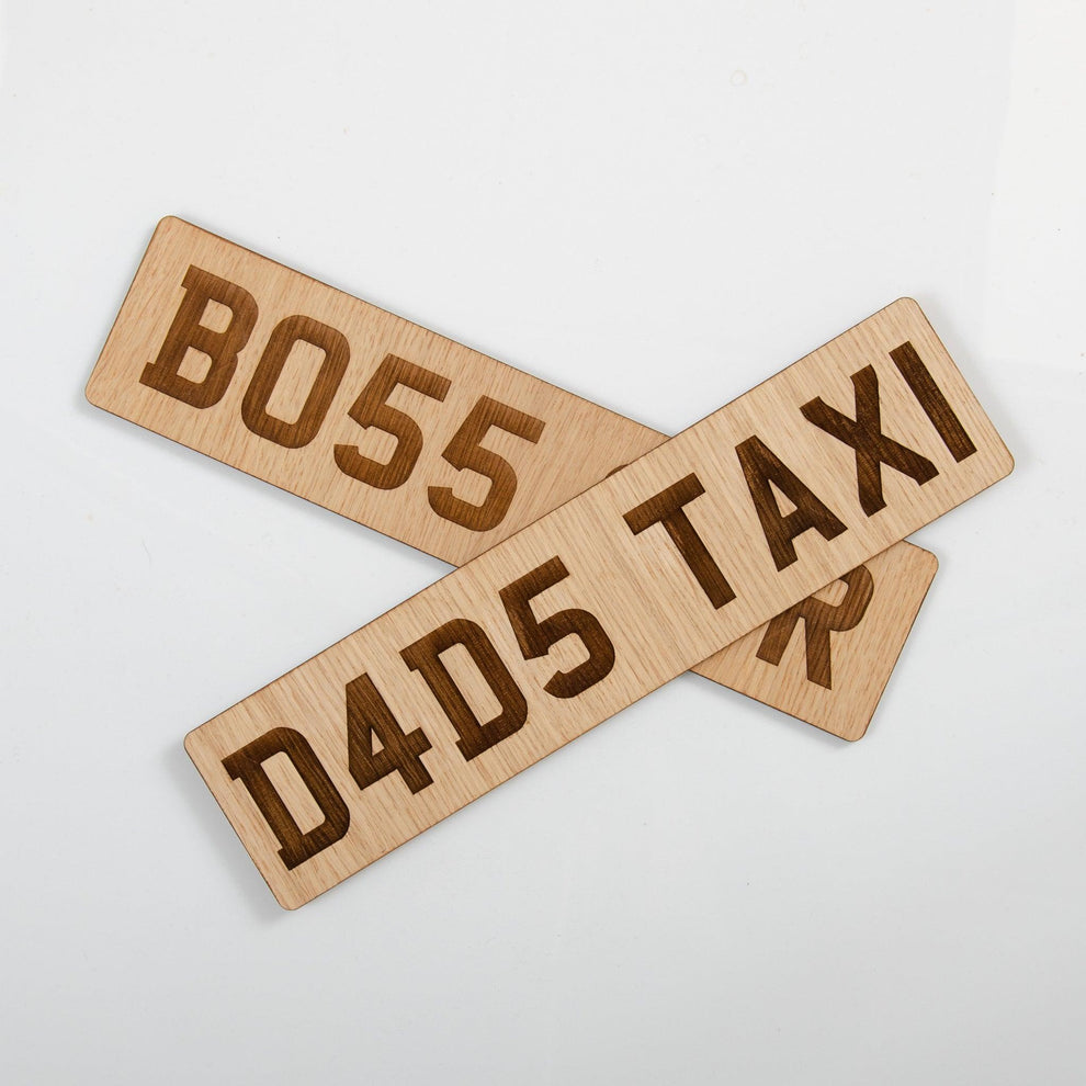 Personalised wooden car number plates – Stag Design
