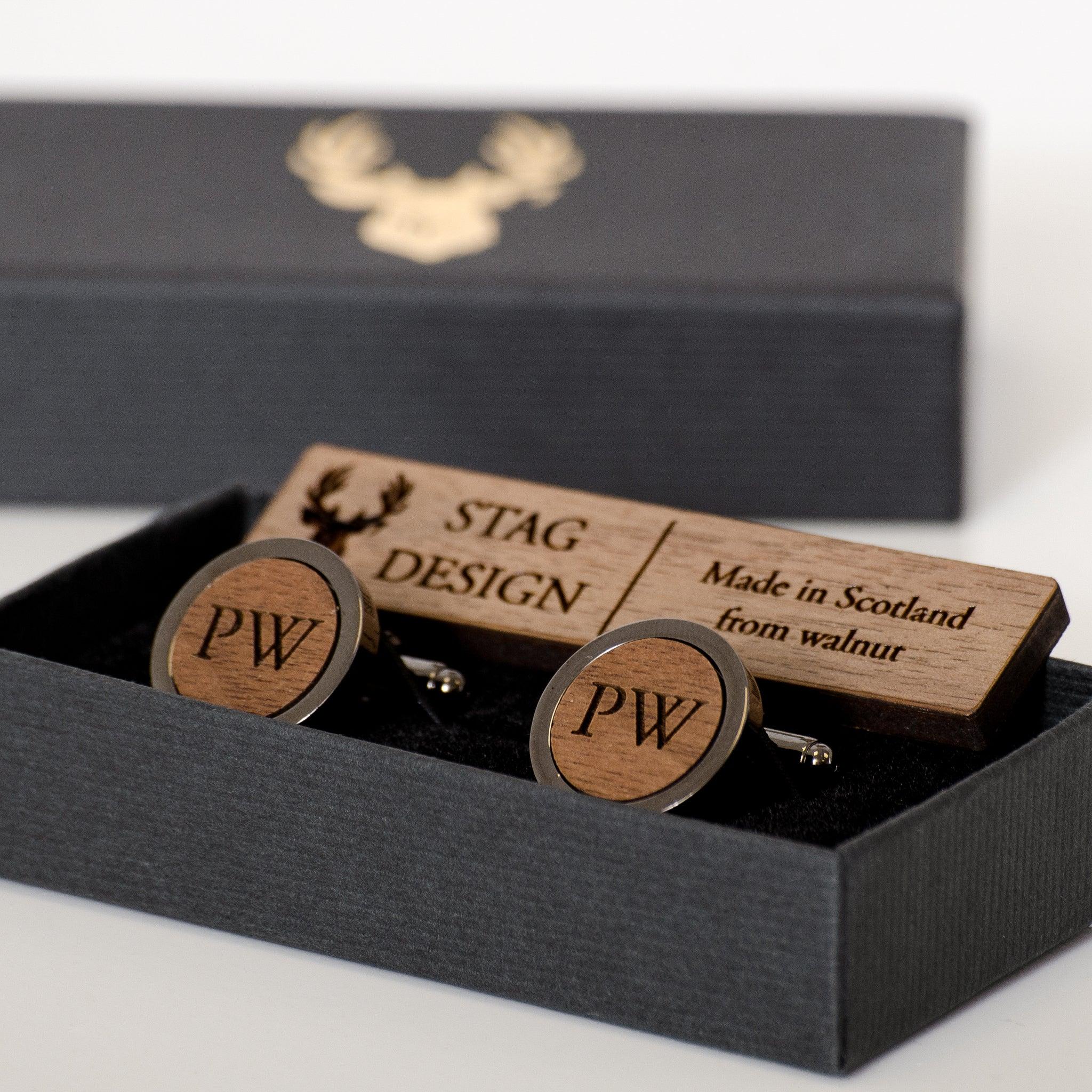 Wooden cufflinks – Stag Design