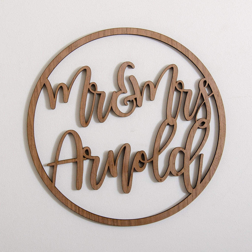 Personalised wedding hoop sign – Stag Design