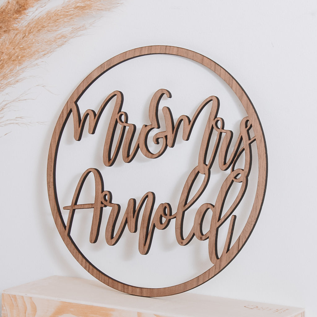 Personalised wedding hoop sign – Stag Design