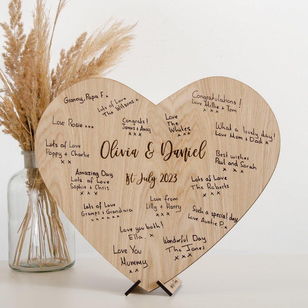 Wooden heart guest book sign – Stag Design