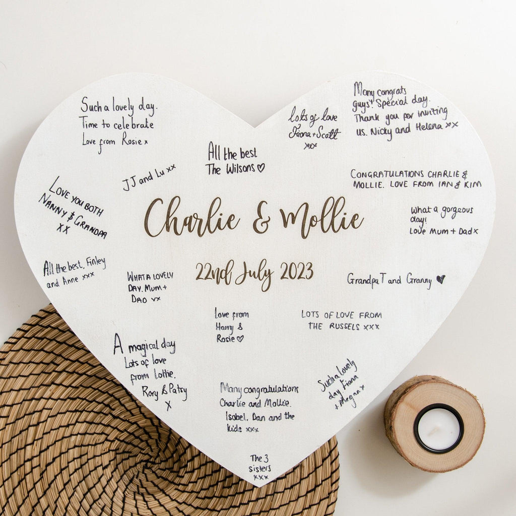 Wooden heart guest book sign – Stag Design