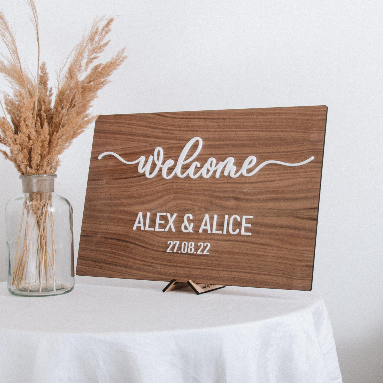 Wooden rectangle welcome sign – Stag Design