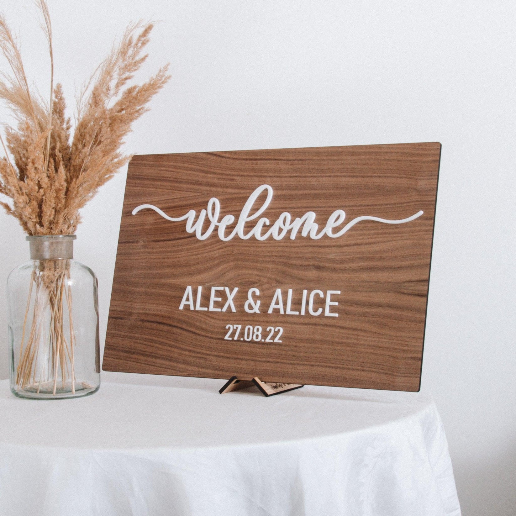 Wooden rectangle welcome sign – Stag Design