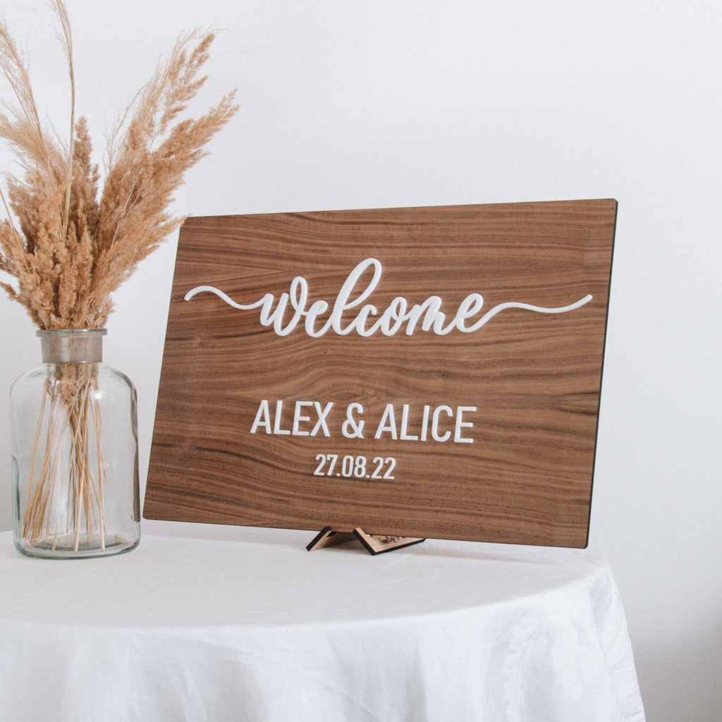 Wooden rectangle welcome sign – Stag Design