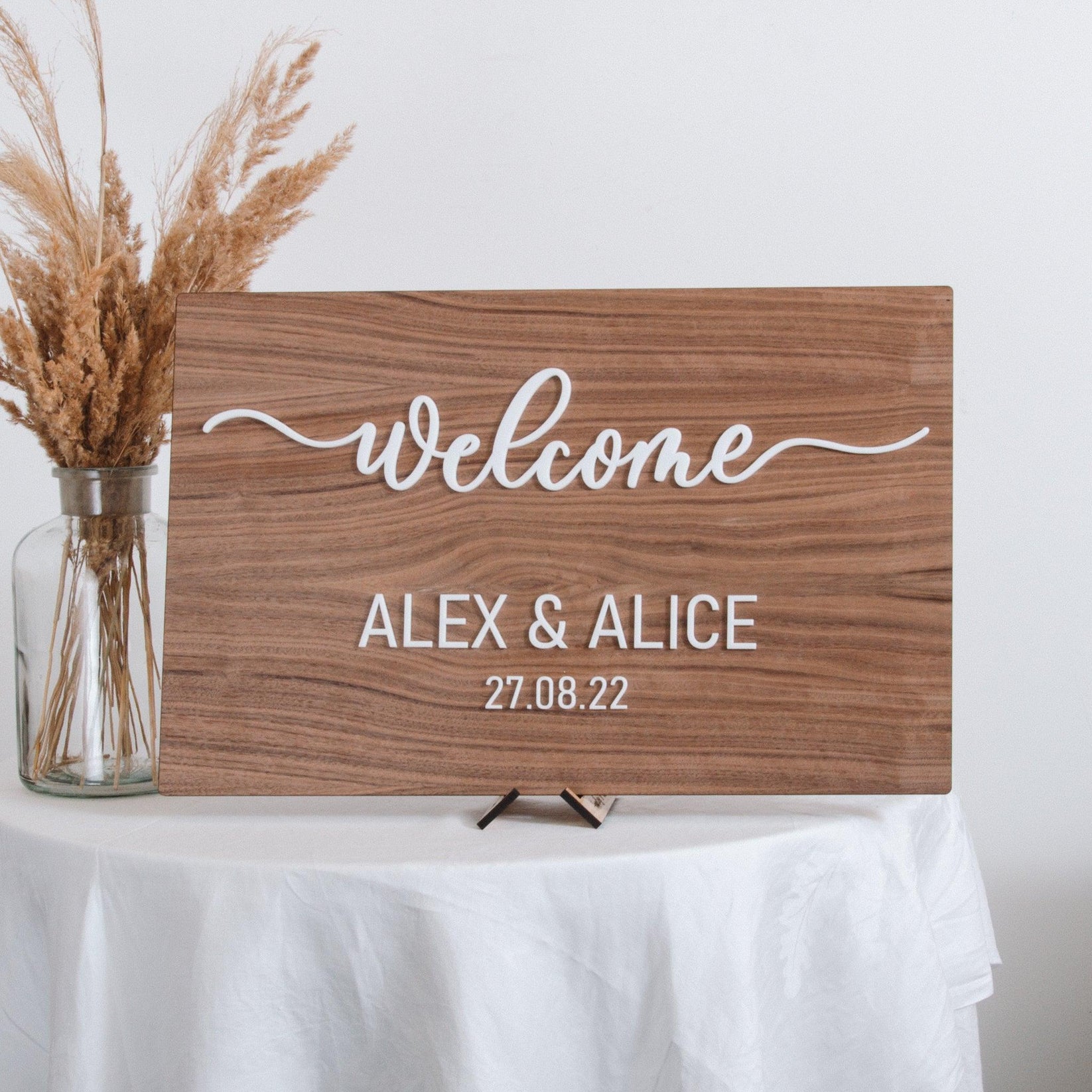 Wooden rectangle welcome sign – Stag Design