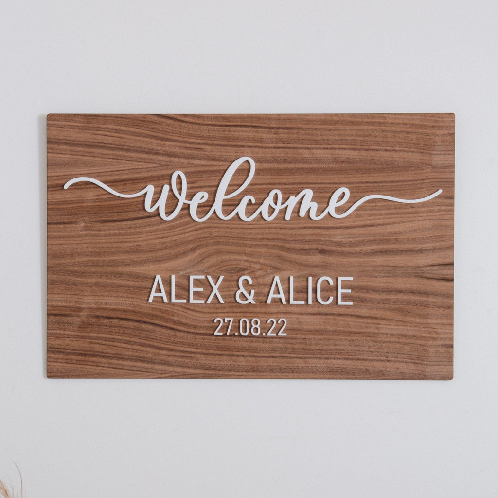 Wooden rectangle welcome sign – Stag Design