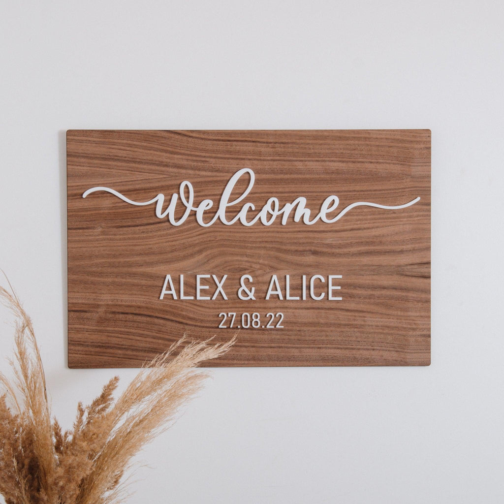 Wooden rectangle welcome sign – Stag Design
