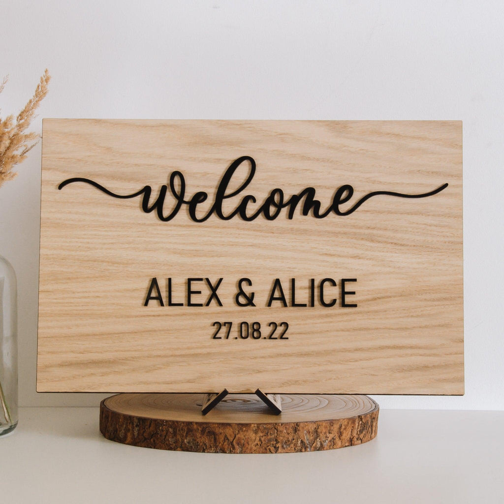 Wooden rectangle welcome sign – Stag Design