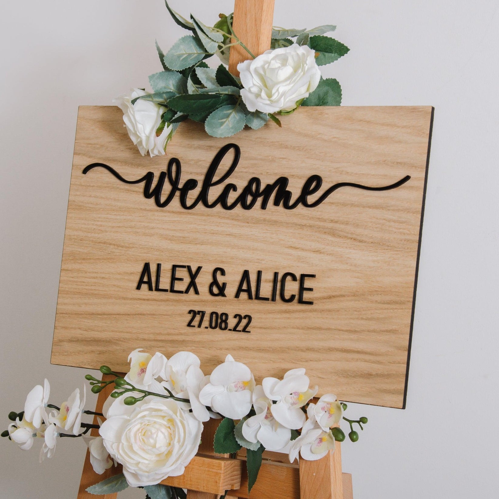 Wooden rectangle welcome sign – Stag Design