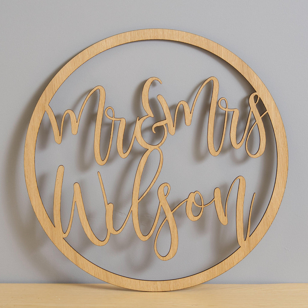Personalised wedding hoop sign – Stag Design