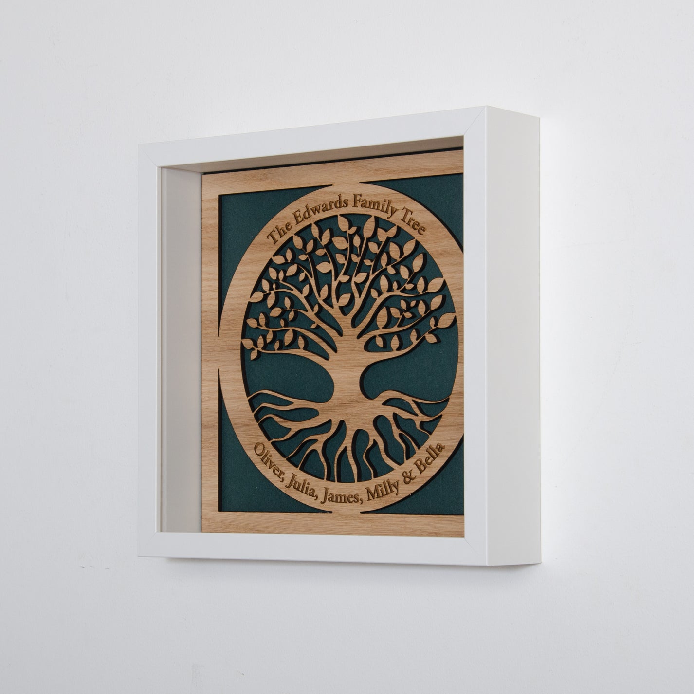 Family Tree with names engraved in a circle - wooden tree design – Stag ...