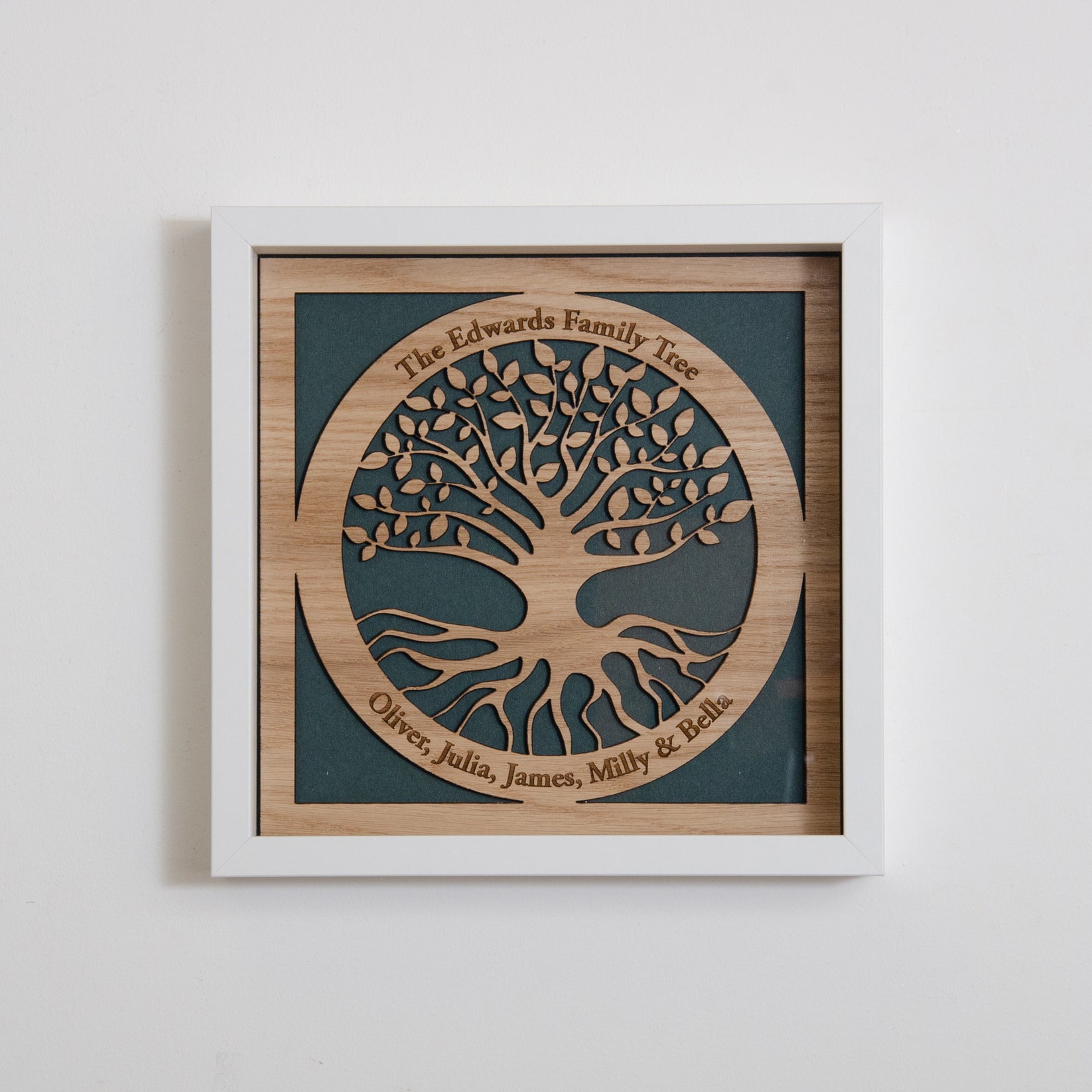 Family Tree with names engraved in a circle - wooden tree design – Stag ...