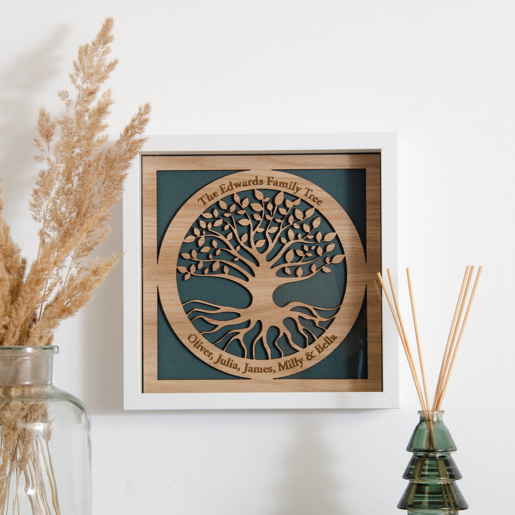 Family Tree with names engraved in a circle - wooden tree design – Stag ...