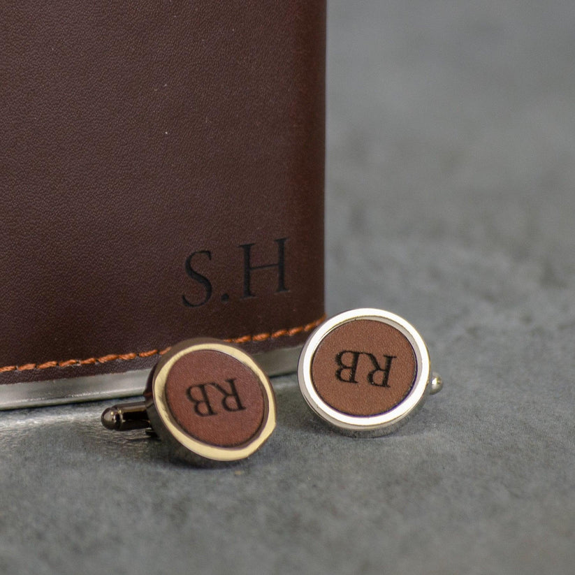 Leather cufflinks – Stag Design