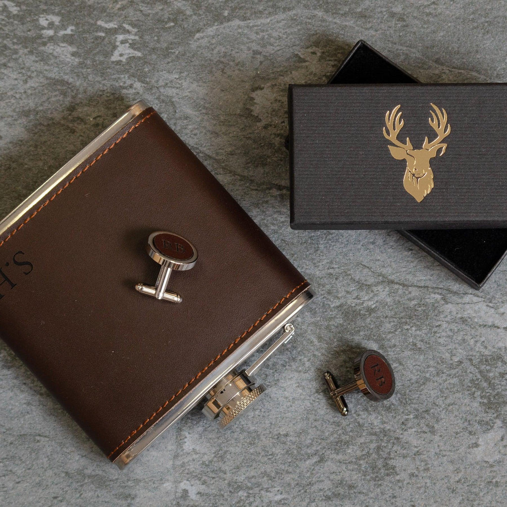 Leather cufflinks – Stag Design