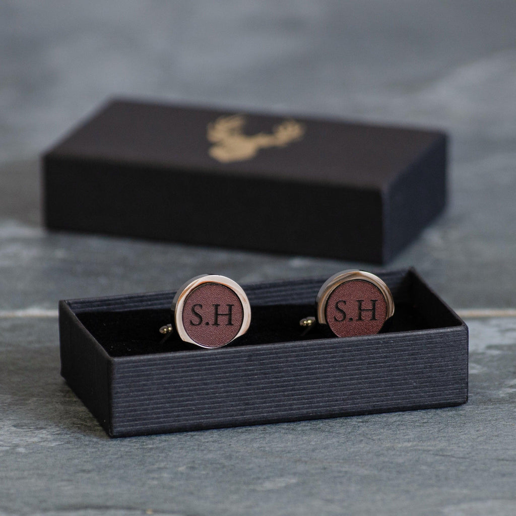 Leather cufflinks – Stag Design
