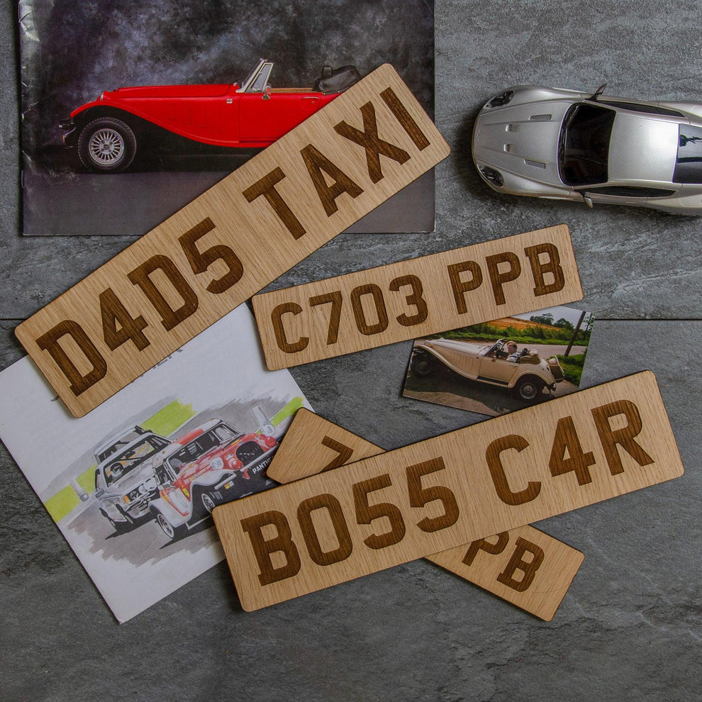 Personalised wooden car number plates – Stag Design