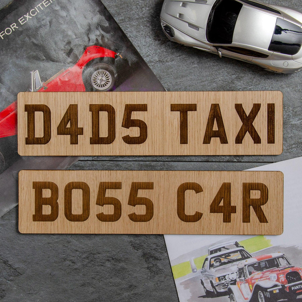 Personalised wooden car number plates – Stag Design