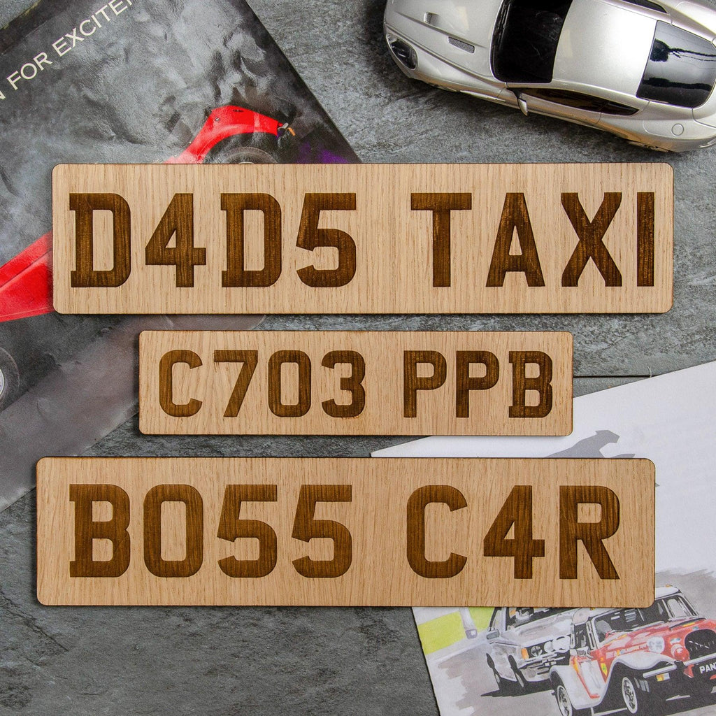 Personalised wooden car number plates – Stag Design