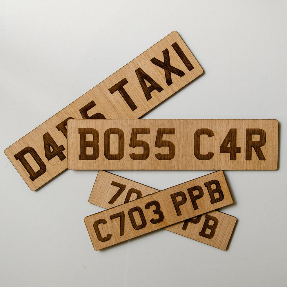 Personalised wooden car number plates – Stag Design