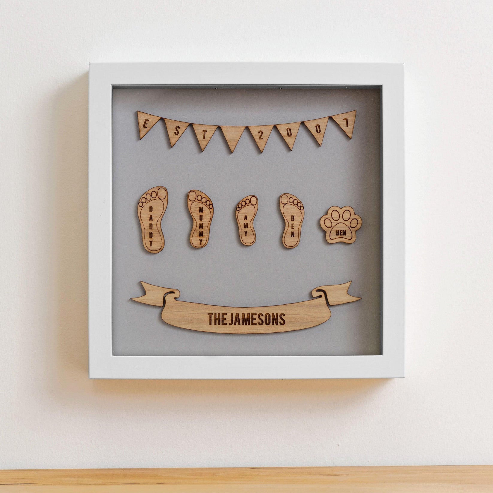 Personalised family foot print frame – Stag Design