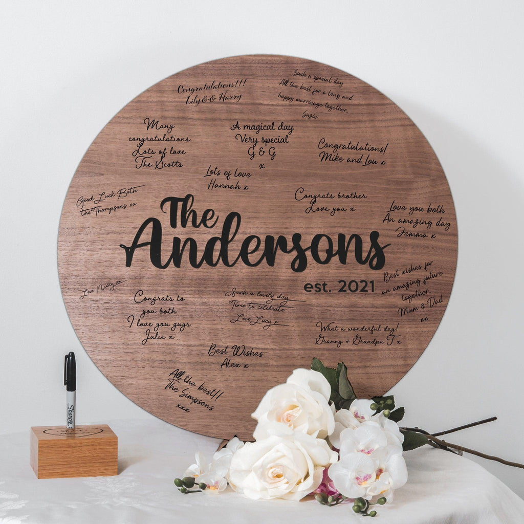Alternative circle guest book sign – Stag Design